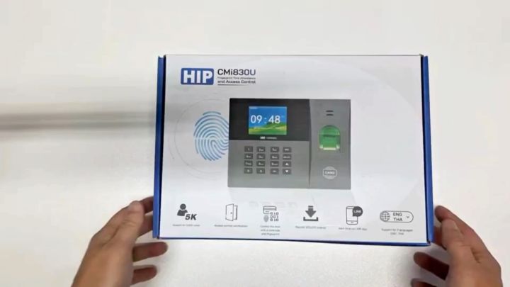 เครื่องบันทึกเวลาทำงาน สแกนลายนิ้วมือ ทาบบัตร กดรหัส ยี่ห้อ HIP รุ่น CMi830U แจ้งเตือนเวลาการ ...