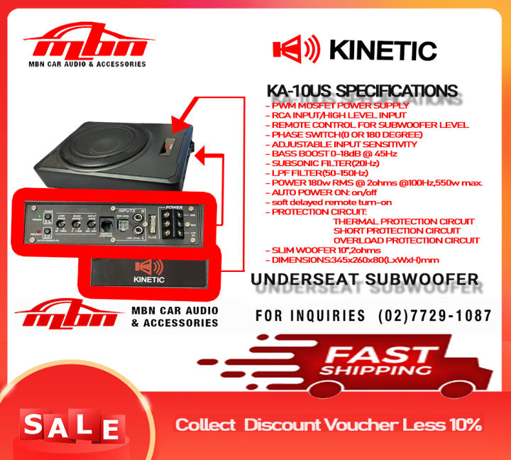 Underseat Subwoofer Slim Underseat Subwoofer Kinetic / Soundstream ...