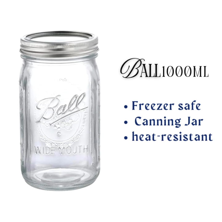 BALL Wide Mouth Mason Jars with Airtight Lids Freezing Microwave ...