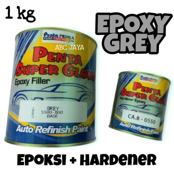 Cat Penta Super Gloss Epoxy Filler Primer Grey + Hardener Cat Dasar ...
