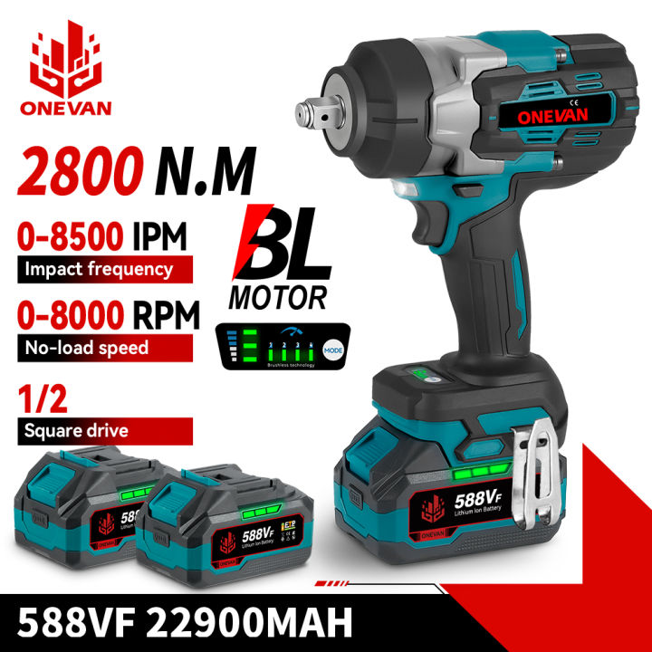 ONEVAN 2800N.M Brushless Electric Impact Wrench 5 Speeds Cordless ...