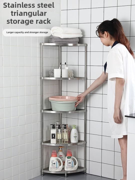 Stainless Steel 304 Bathroom Corner Shelf Triangle Pot Rack Kitchen ...