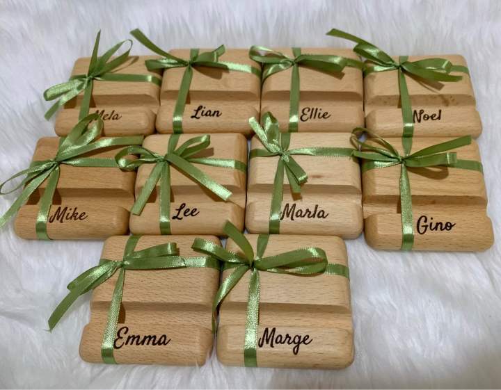 Personalized Wooden Cellphone Stand laser engraved | Lazada PH