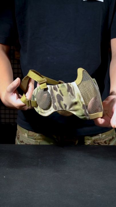 IDOGEAR Tactical Mask Mesh Half Face Mask with Ear Protection Gear ...