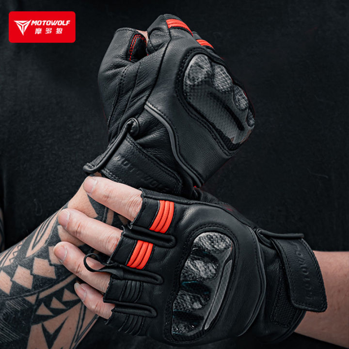Riding Selector Summer Gloves Half Finger Leather Motorcycle Gloves Men ...