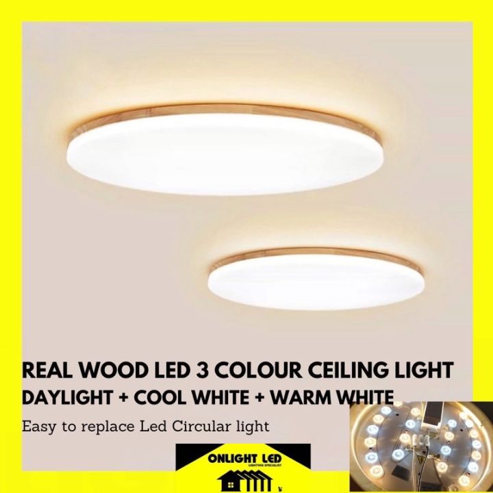 3color LED Ceiling light Surface Wood Flame Ceiling Light | Lazada