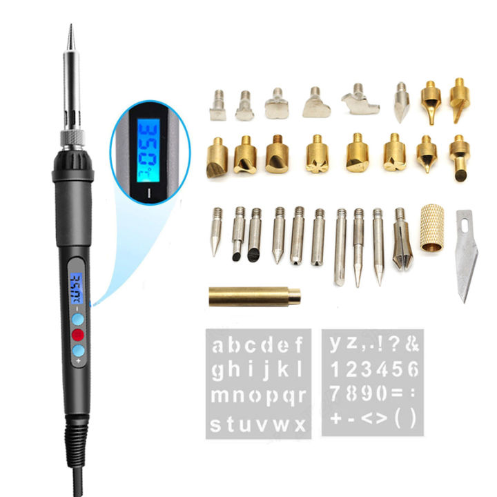 Wood Embossing Burning Carving Pyrography Pen Tools Kit 60W Adjustable ...