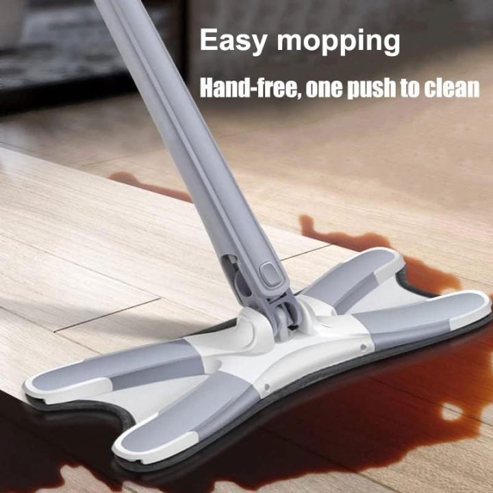 Microfiber Mop X Type Flat Floor Mop With Telescopic Pole Hand-free ...