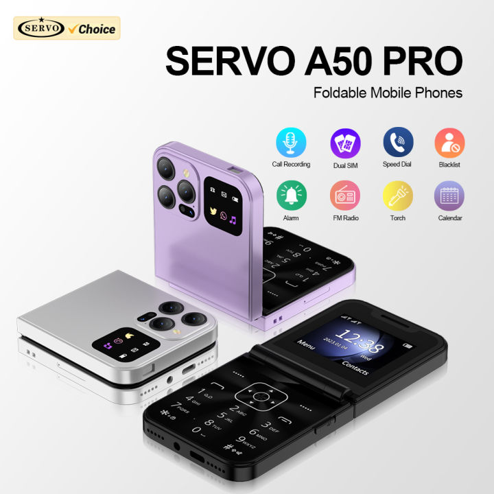 SERVO A50 PRO Flip Mobile Phone 2G GSM 2.4" Display Auto Call Recorder ...