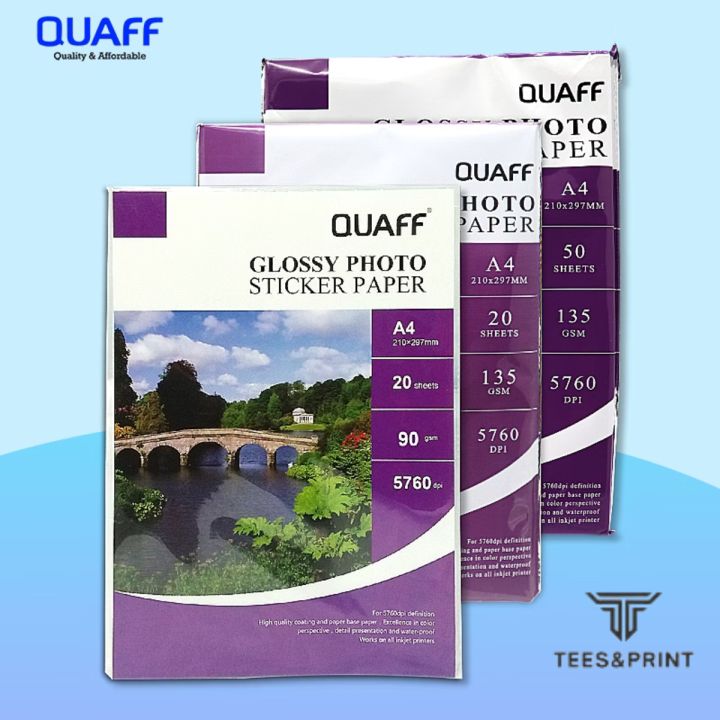 QUAFF Photo Sticker A4 Size Glossy Sticker Paper 135gsm | Lazada PH