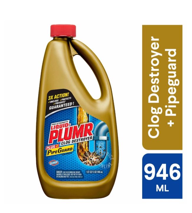 Clorox Pro -Strength Liquid - Plumr Clog Destroyer + Pipe Guard -946 ml ...
