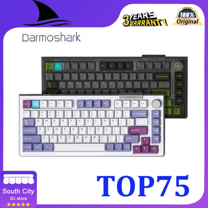 Darmoshark TOP75 with TOP structure hot swappable custom three mode wireless mechanical keyboard ...