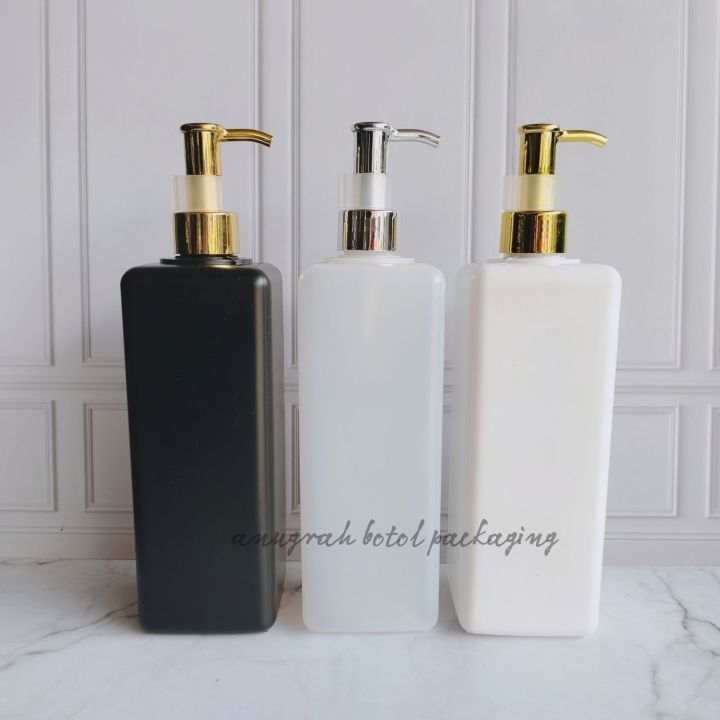 Botol Pump Sabun Cair Aesthetic kotak 500 ml Hdpe Pump Gold Silver Luxury mewah | Lazada Indonesia