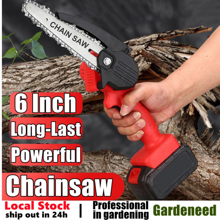 6 Inch 20000mAh Mini Cordless Chainsaw Electric Lithium Battery Wood ...