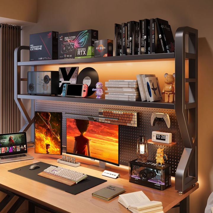 Multi-Layer Iron Art Hole Board Desk Organizer Rack Computer Desktop ...