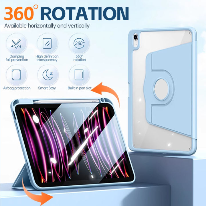 MTI Casing Pelindung Akrilik Berputar 360° Casing Pelindung Penetrasi Tinggi Cocok untuk iPad 10 ...