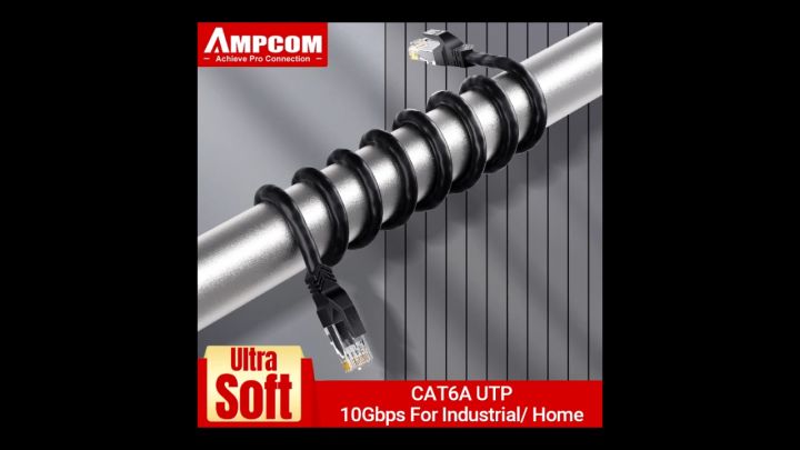 AMPCOM CAT8 Ultra-Flexible Ethernet Cable - High Speed, Shielded, 40Gbps, In-Wall & Weatherproof ...