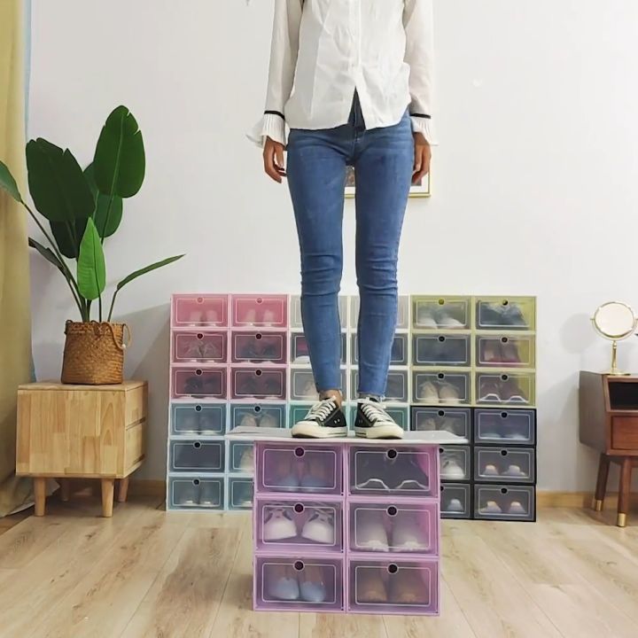 Large color shoe box foldable shoe rack storage hard box plastic drawer ...