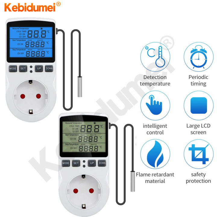 Kebidumei Digital Temperature Controller Timer Socket Thermostat With ...