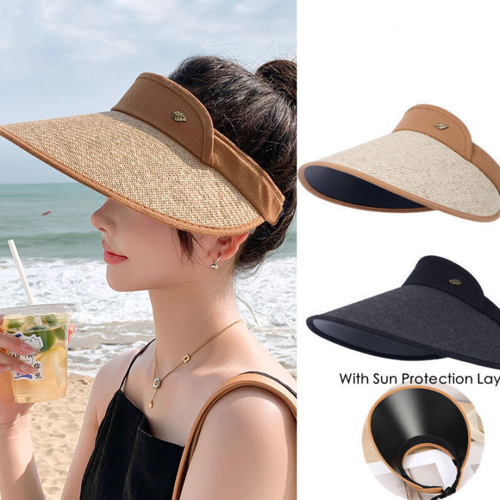 【PrettySet】New Empty Top 12CM Big Brim Sun Hat Foldable Portable Roll ...