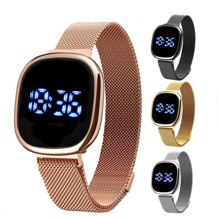 Relo LED Touch Screen Magnetic Buckle Digital Watch Fashion Stainless ...