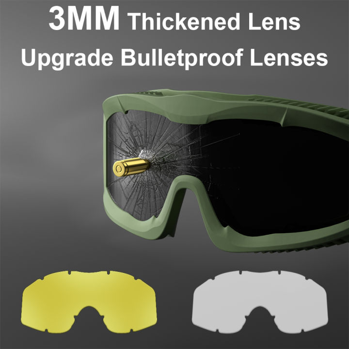 New Upgrade 3mm Tactical Goggles Military Combat Explosion-proof Anti ...