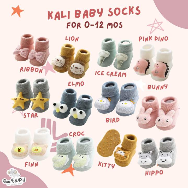 Bao Bei PH Kali Baby Socks for Newborn 0-12 Months Soft Cotton Anti ...