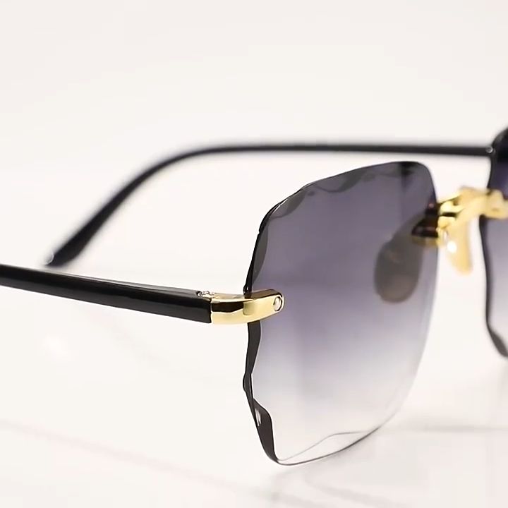 Retro Fashion Square Gradient Lens Rimless Women Sunglasses | Lazada PH