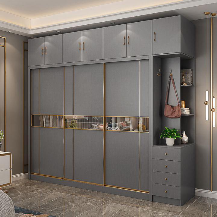 Solid Wood Ecological Board Wardrobe Sliding Door Modern Simple Home ...
