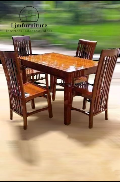 set meja makan minimalis model balero | kayu jati 4 kursi | Lazada Indonesia