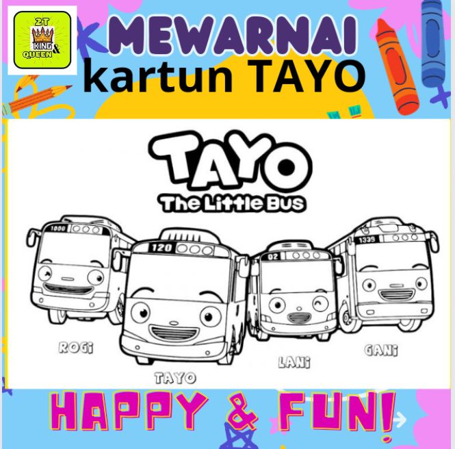 kertas mewarnai kartun tayo untuk anak paud/tk/sd | Lazada Indonesia