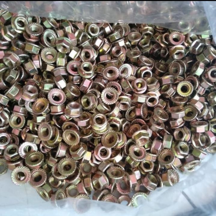 MUR FLANGE M8 KUNCI 12 ( 2PCS ) / FLANGE BOLT KUNCI 12 WARNA KUNING ...