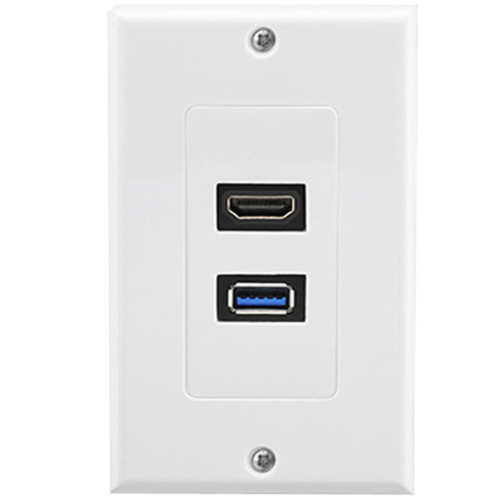 HDMI And USB 3.0 Sing GANG Wall Plate USB 3.0 + HDMI Outlet Mount ...