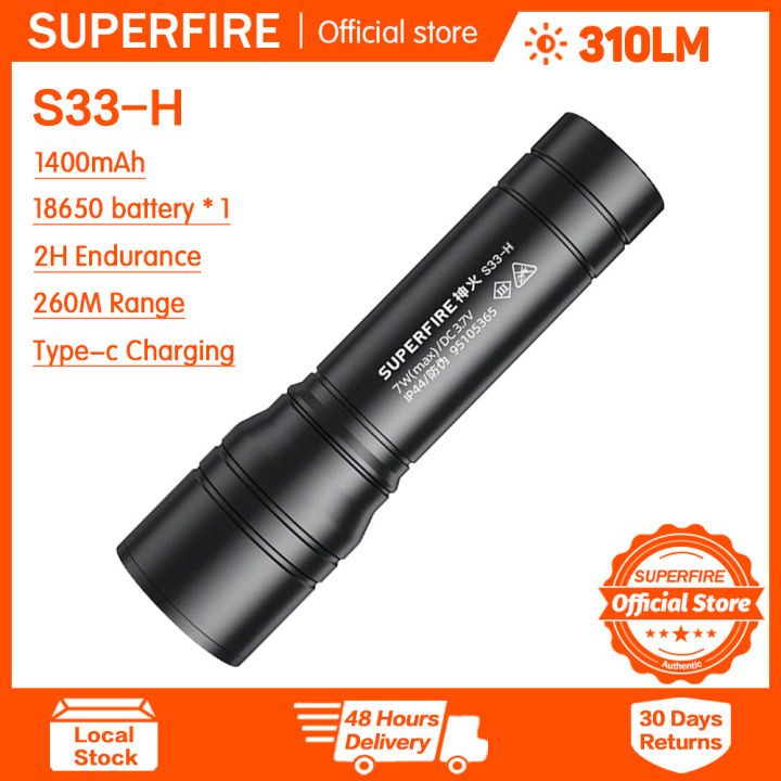 SUPERFIRE S33-X 7W Mini LED Flashlight USB Rechargeable EDC Torch for Camping Fishing Outdoor ...