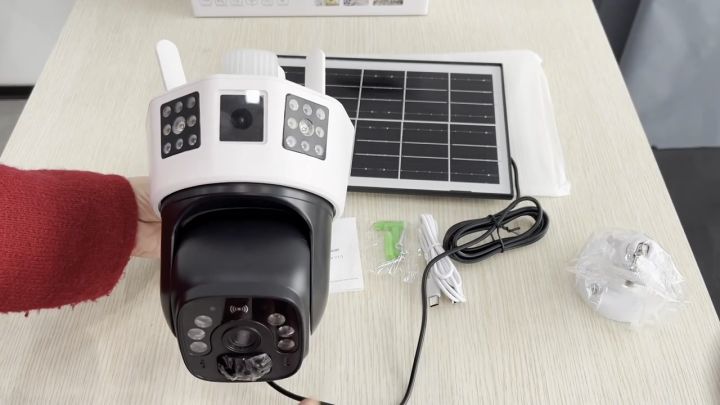 V380 Solar Camera Dual lens 12MP 4G Sim Card Wifi IP Wireless CCTV ...