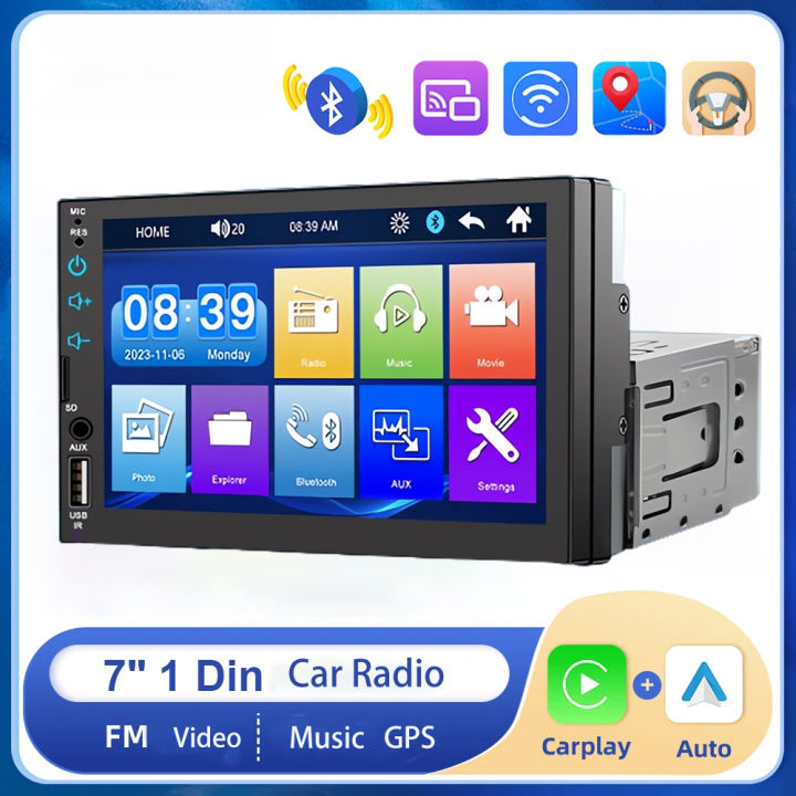 Universal Carplay 1Din Car Radio Stereo 7inch HD Touch Screen ...