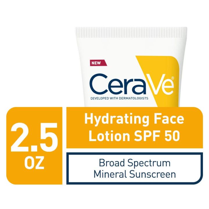 CeraVe Hydrating Mineral Sunscreen SPF 50 Face Body Sunscreen Suitable ...