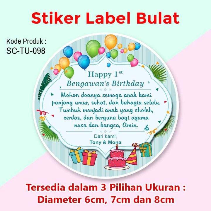 Jasa Desain+Cetak sticker Label ulang tahun anak untuk Nasi tumpeng ...
