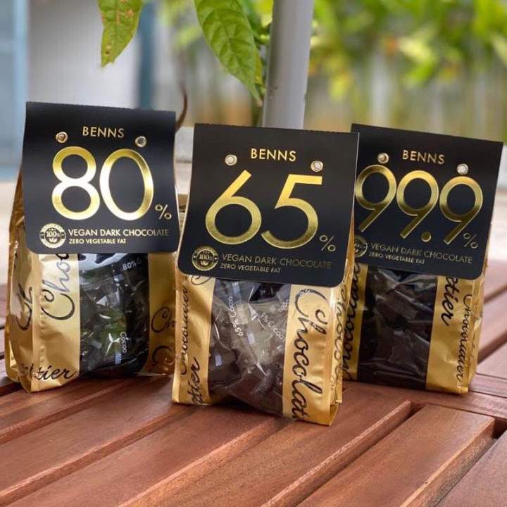 (พร้อมส่ง) BENNS VEGAN DARK CHOCOLATE ดาร์กช็อคโกแลตแท้ ไม่มีน้ำตาล ทานได้ไม่อ้วน มีให้เลือกความ ...