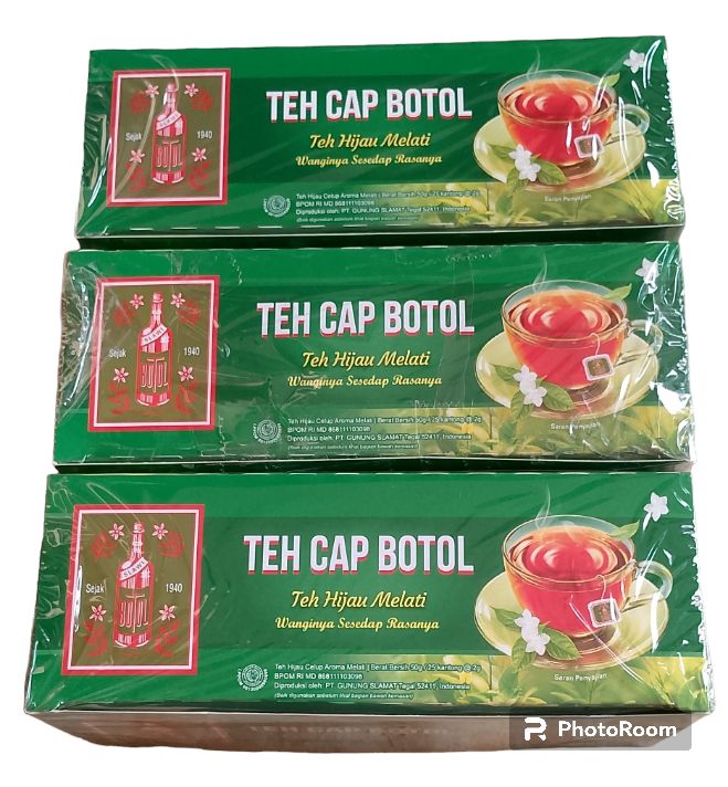 Teh cap botol hijau teh hijau melati 1box isi 25Kantong | Lazada Indonesia