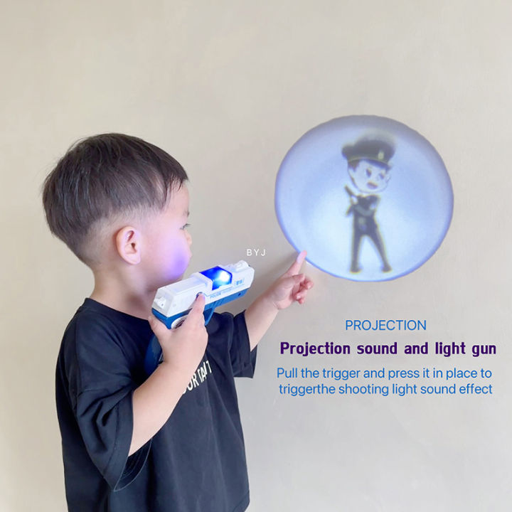 Projection electric police sound and light gun toy boys and children ...