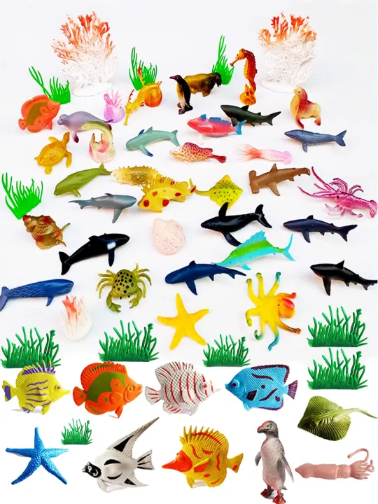 Mini Ocean Animal Model Simulated Sea Star Crab Tropical Fish Dolphin ...