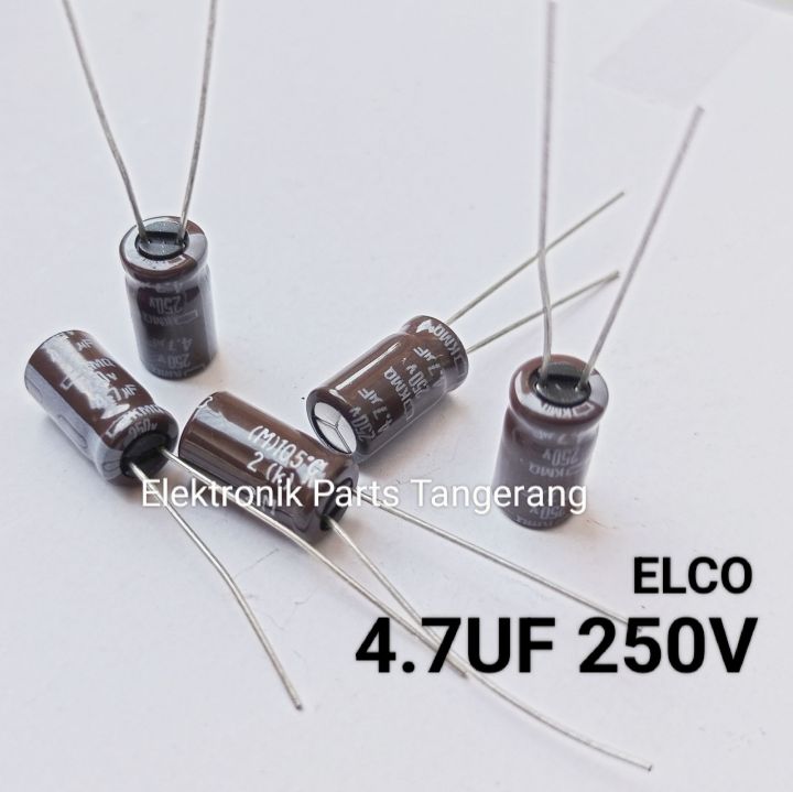 (10 Buah) KAPASITOR ELCO 4.7UF 250V CAPACITOR ELCO 4.7UF 250V KAPASITOR ...