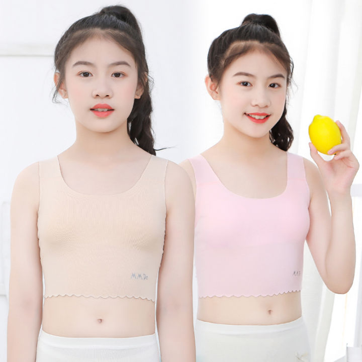 Girls' Seamless Modal Bra Thin Anti-Bulge Underwear for Puberty Age 12 ...