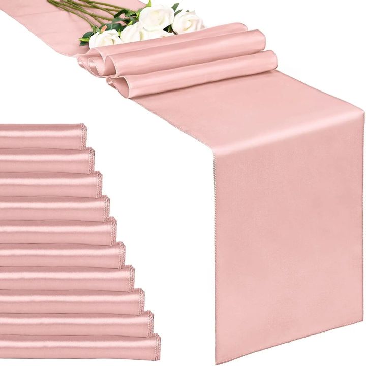 Satin Table Runners 30*275cm Rose Gold Wedding Satin Silk Table Runner ...