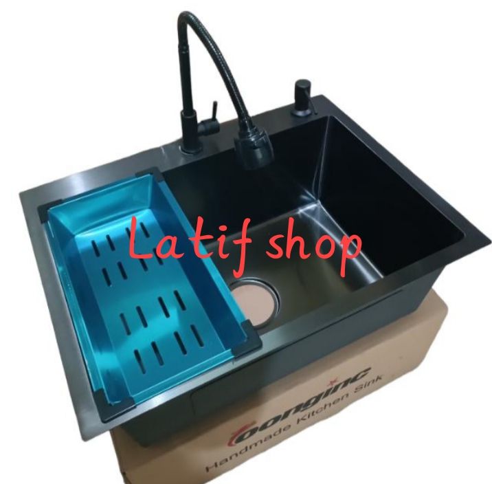 Bak cuci piring 6045 stainless paket kran flexibel hitam kitchen sink ...