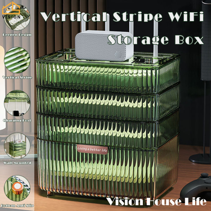 Vision Nordic Multi Layer WiFi Router Storage Box Stackable Socket Wire ...