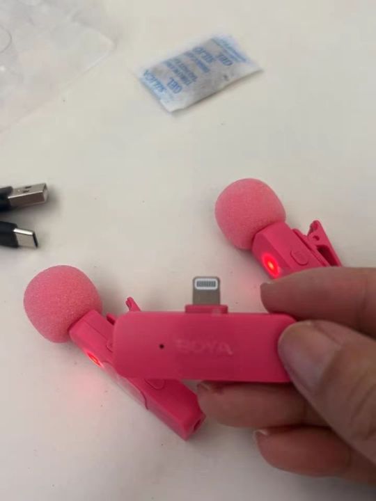 BOYA BY-V Pink Lapel Wireless Microphone Lavalier Microphone with Noise ...