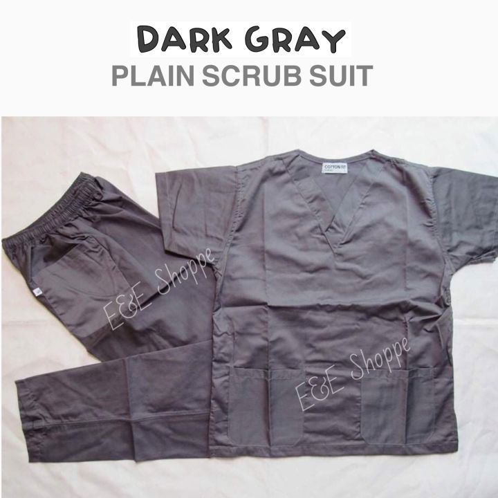 SCRUB SUIT Set-UNISEX ( DARK GRAY Plain) | Lazada PH