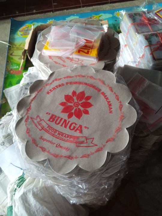 [3 Pack] Kertas Nasi Bulat motif bunga 25cm Kertas Nasi Alas Piring ± ...